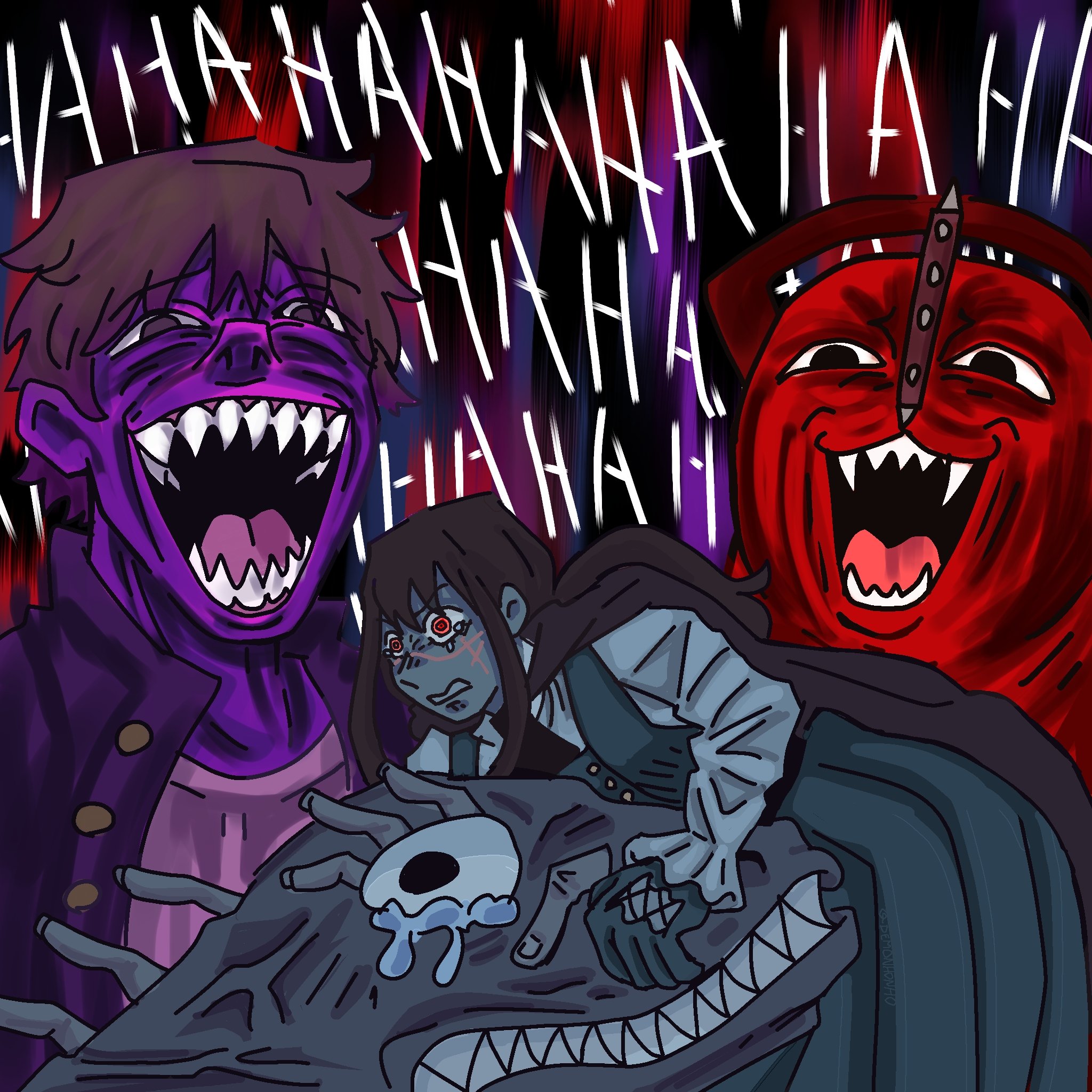 Denji and Pochita laughing at Yoru | Know Your Meme