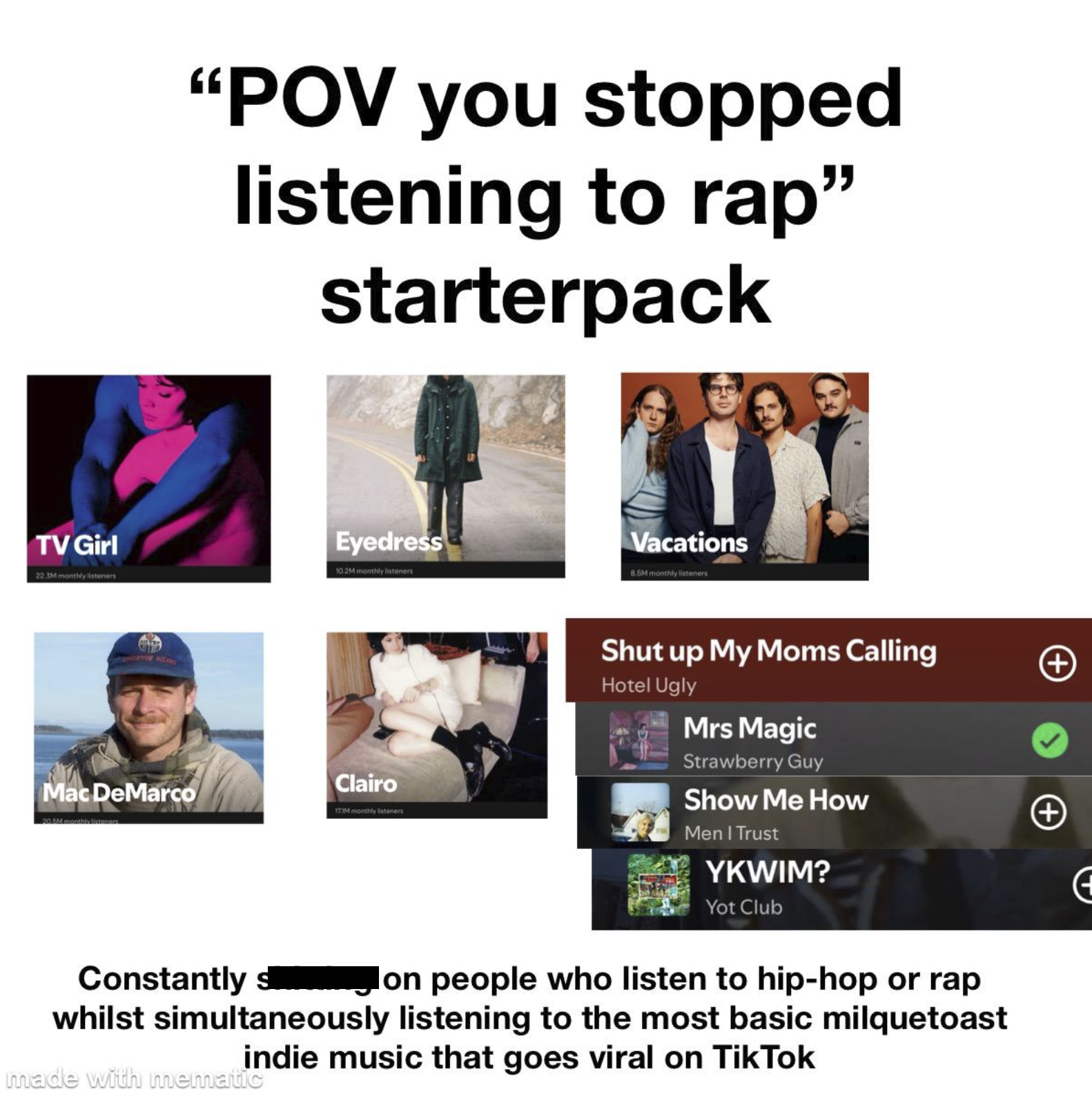 Music listeners | Starter Packs | Know Your Meme