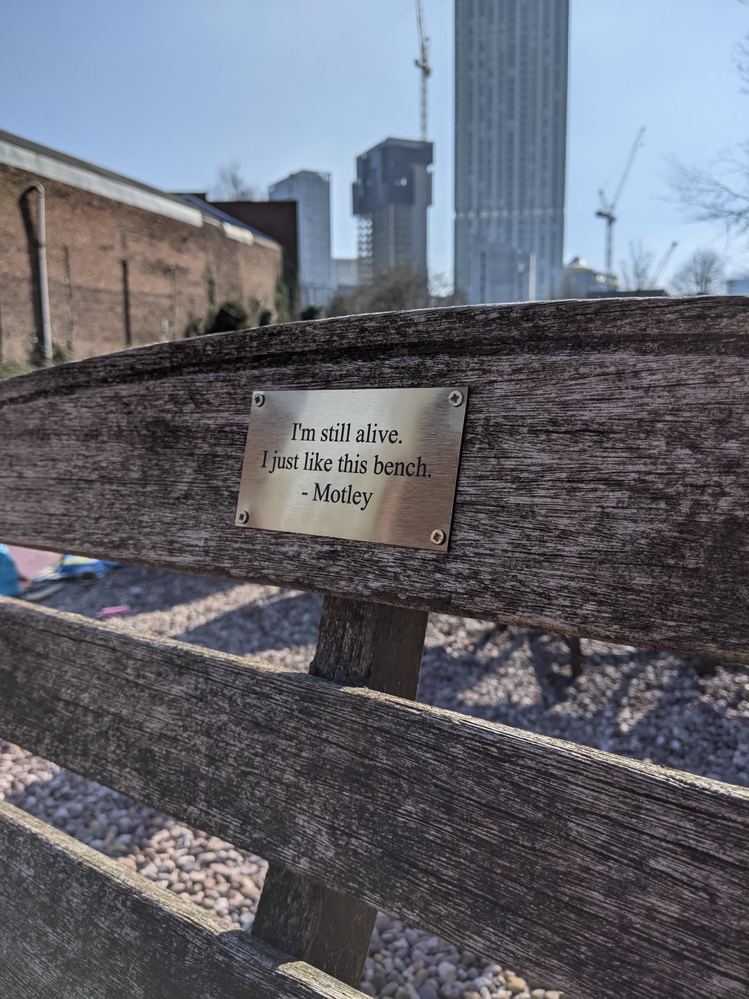 A plaque on this bench | Know Your Meme