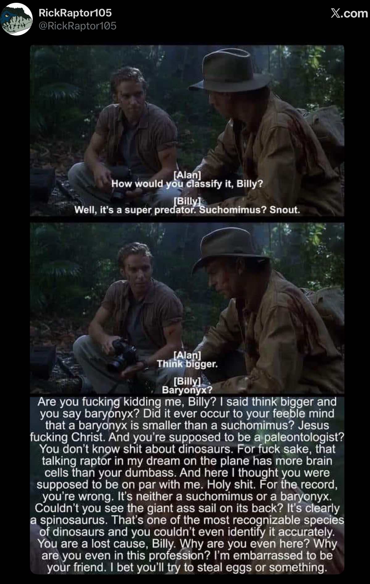 It’s not the baryonyx | Jurassic Park | Know Your Meme