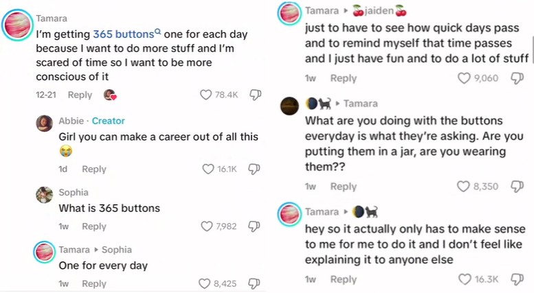 Tamara 365 Buttons Comments TikTok | 365 Buttons | Know Your Meme