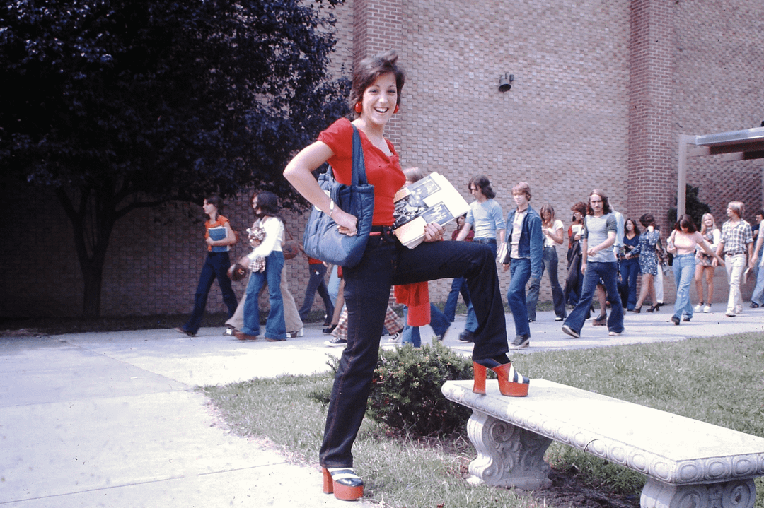 A high schooler with platform shoes, 1970s | Know Your Meme