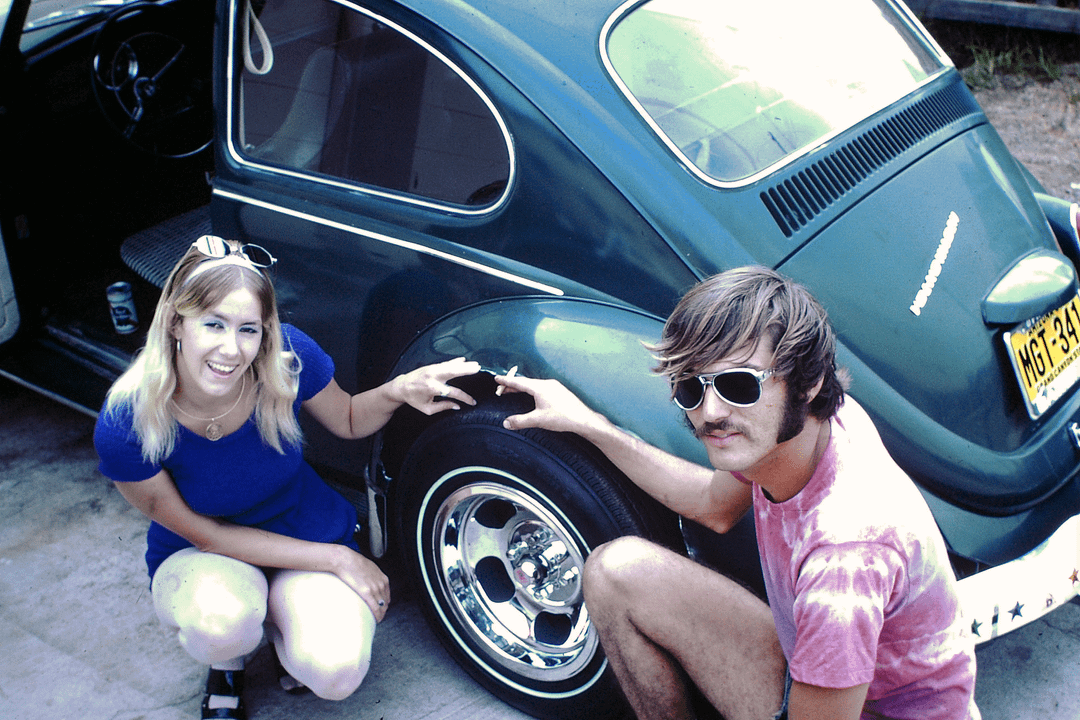 A couple and their green VW, 1970s | Know Your Meme