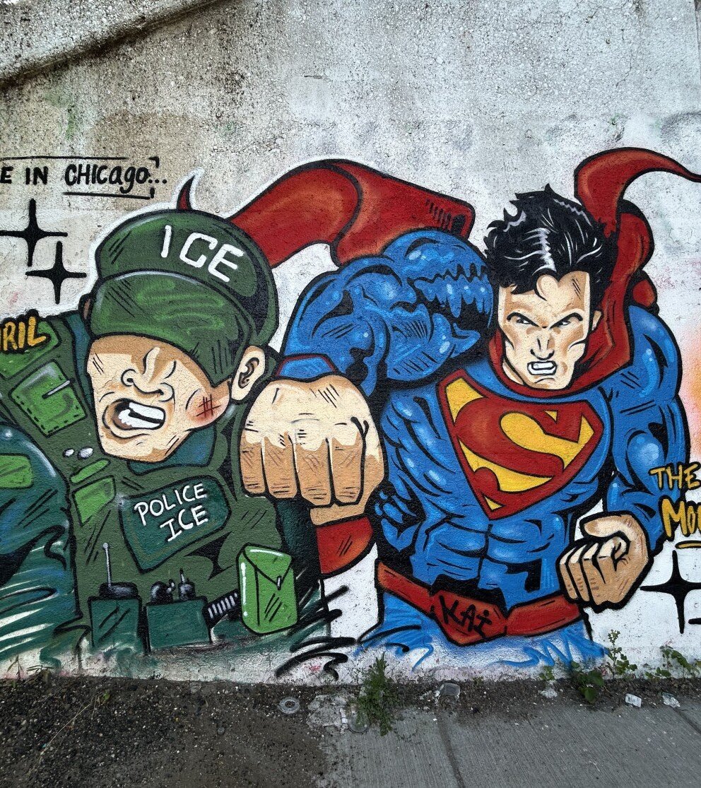 Superman punches ICE street art | Know Your Meme