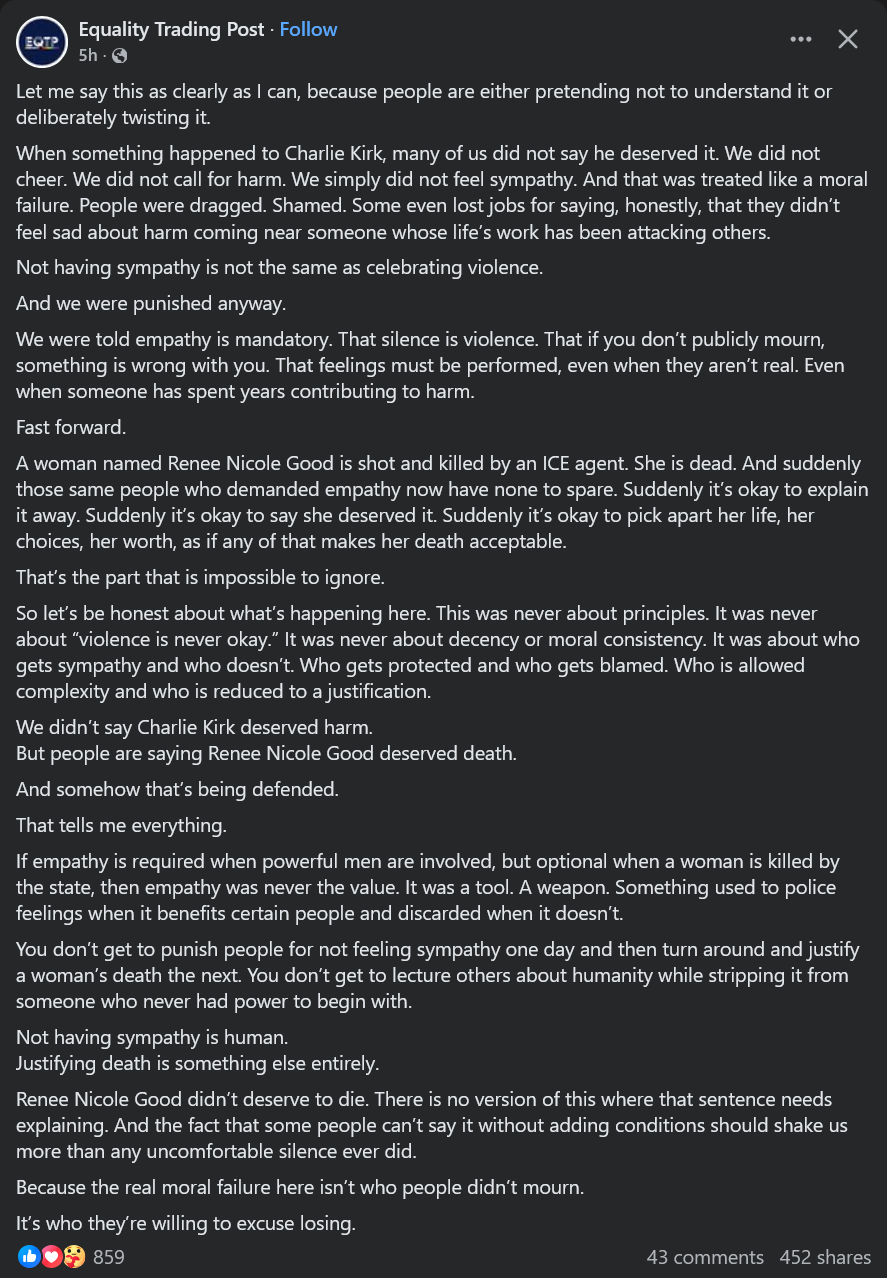 Equality Trading Post's January 8th Post | Know Your Meme