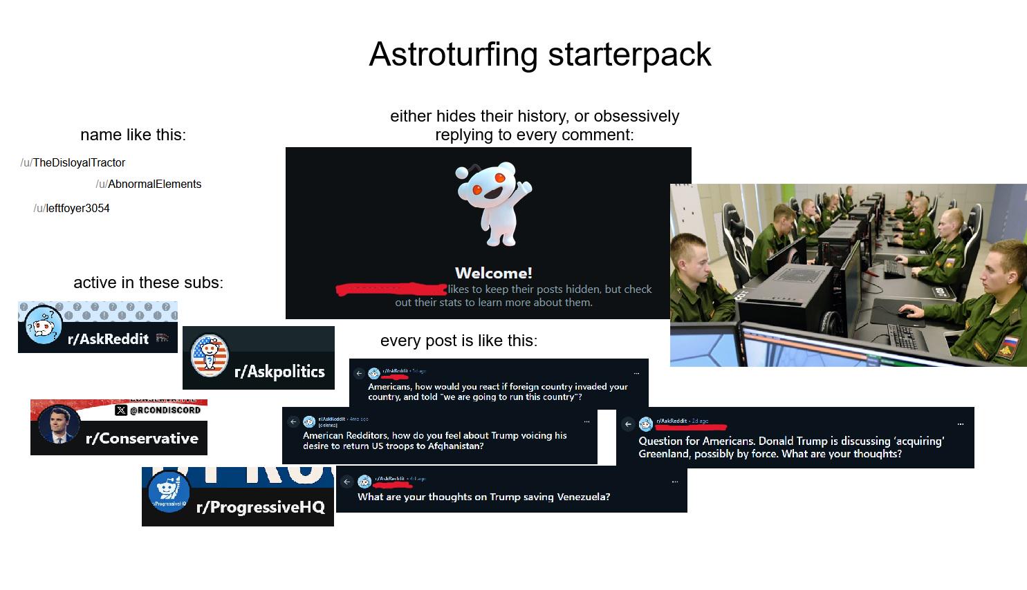 Astroturfing starterpack | /r/starterpacks | Know Your Meme