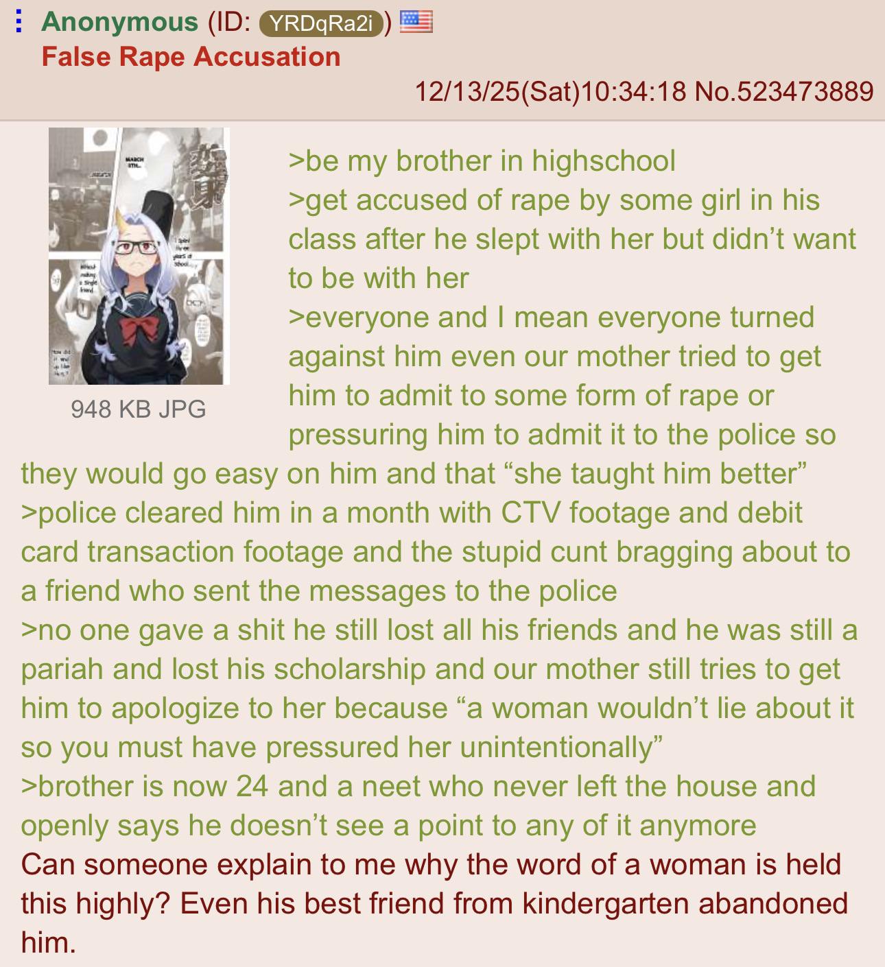 Anon’s Brother Is a Unconvicted R----- | /r/Greentext | Know Your Meme