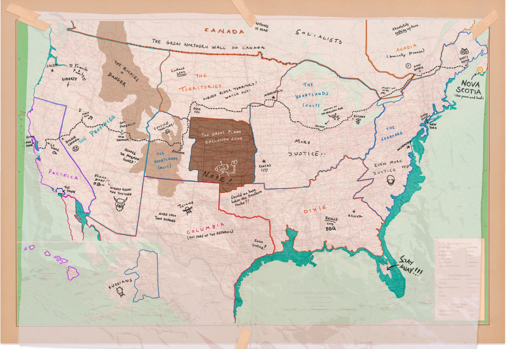 The map of the United States in Dustborn | Know Your Meme