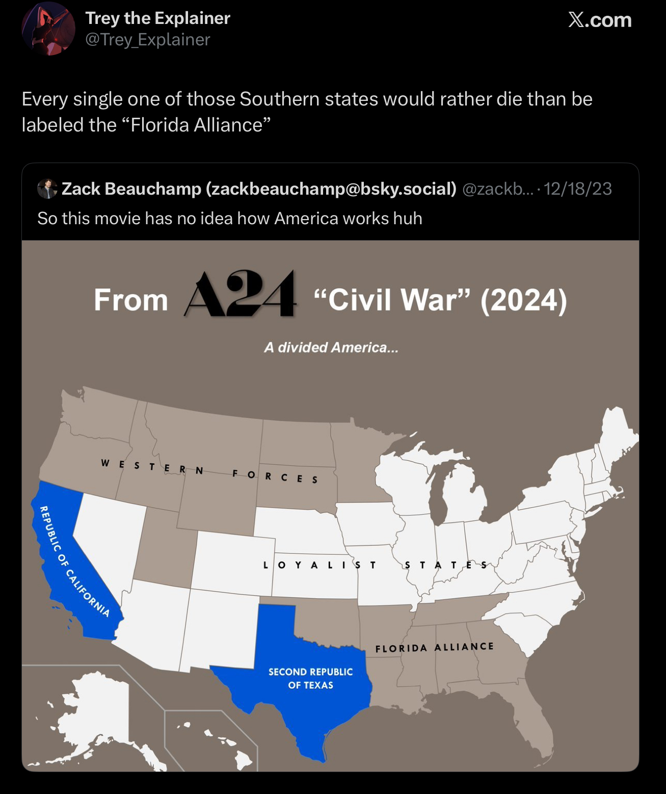 Every single one of those Southern states would rather die than be ...