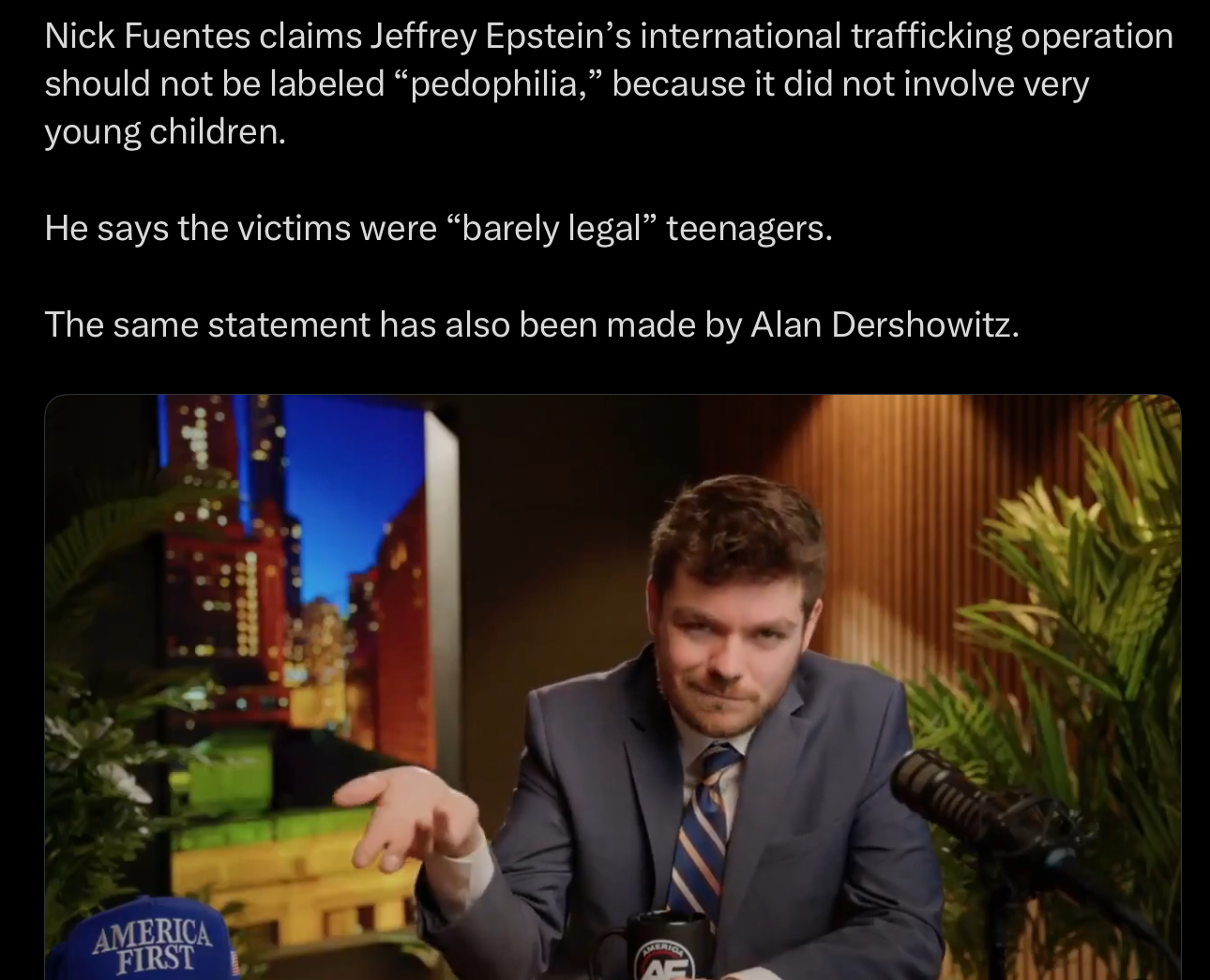 Nick Fuentes defends Jeffrey Epstein | Know Your Meme