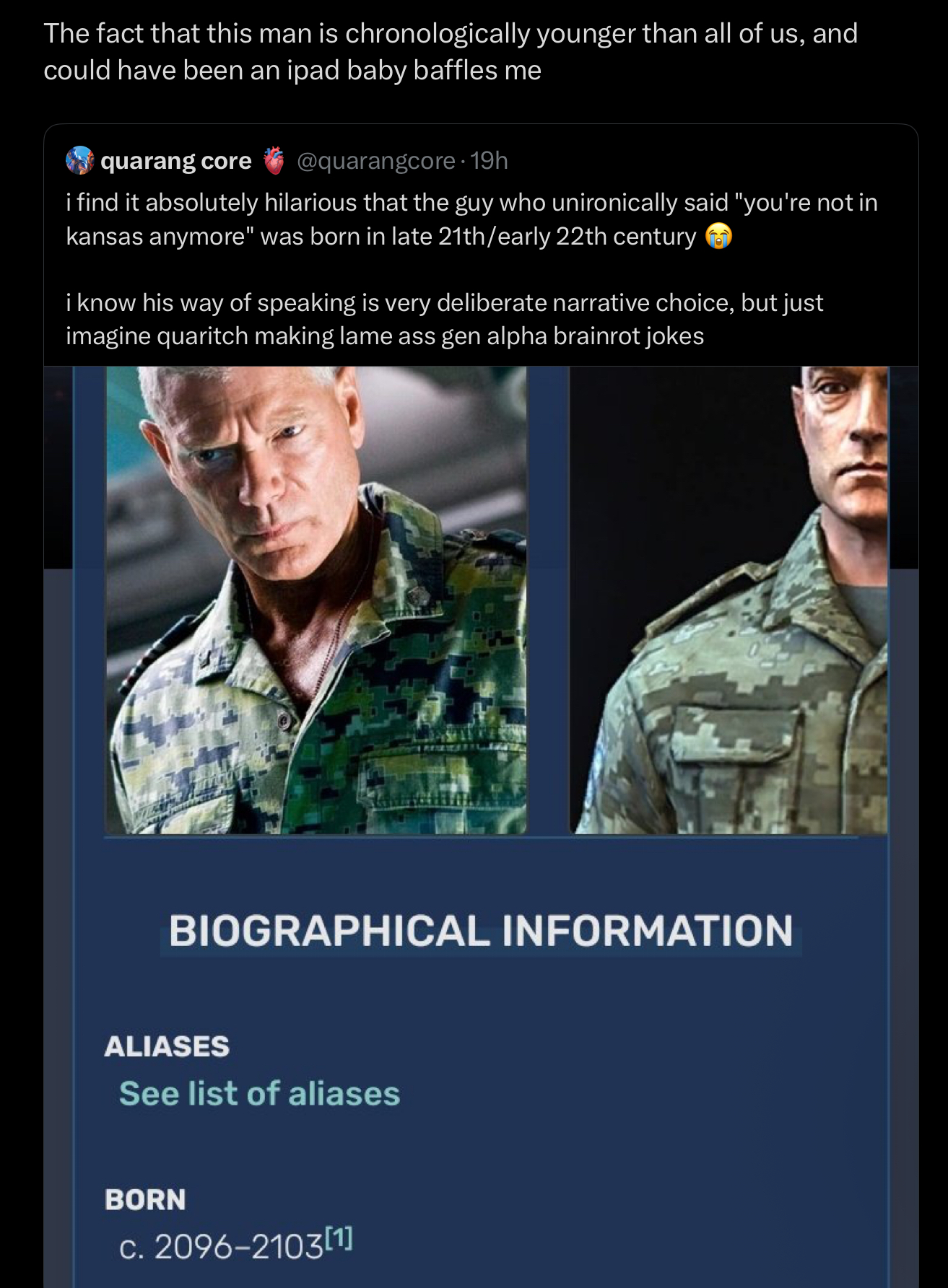 Quaritch was likely an IPad baby | Know Your Meme