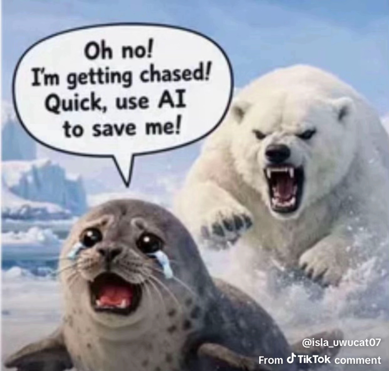 quick use ai to save me | AI Killing Polar Bears | Know Your Meme