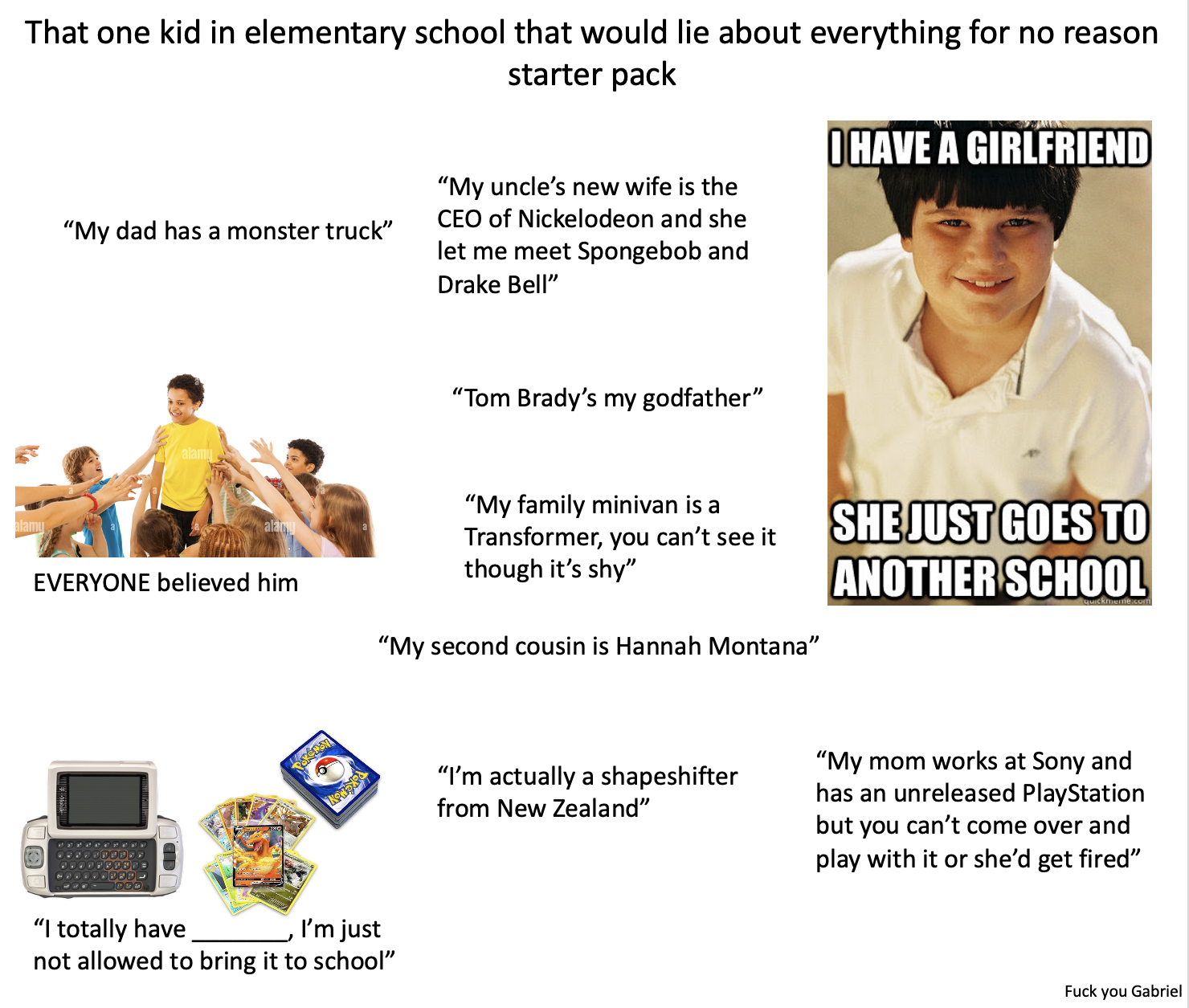 That one kid in elementary school that would lie about everything for ...