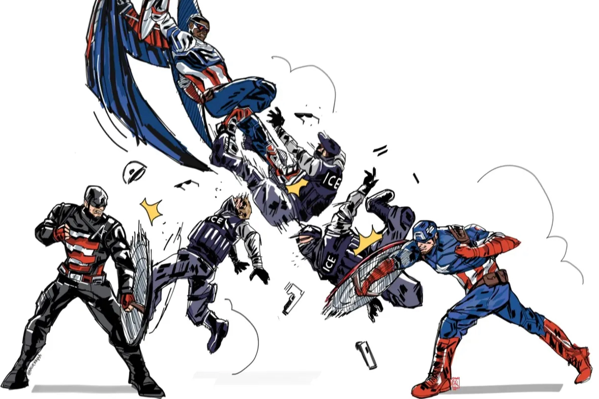 Captain America smashes ICE | 2026 ICE Protests | Know Your Meme