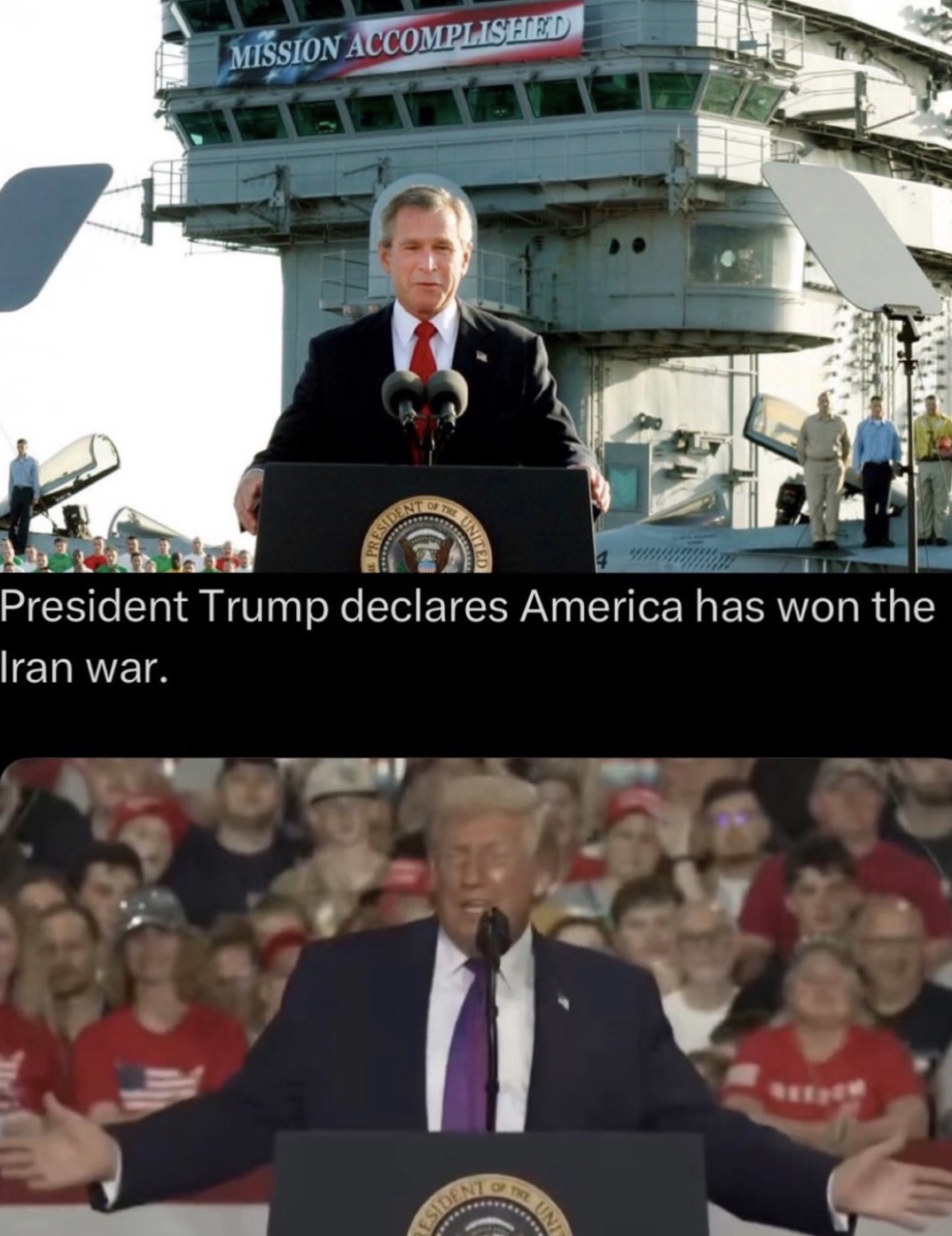 Mission accomplished…again | American-Iranian War (2026) | Know Your Meme