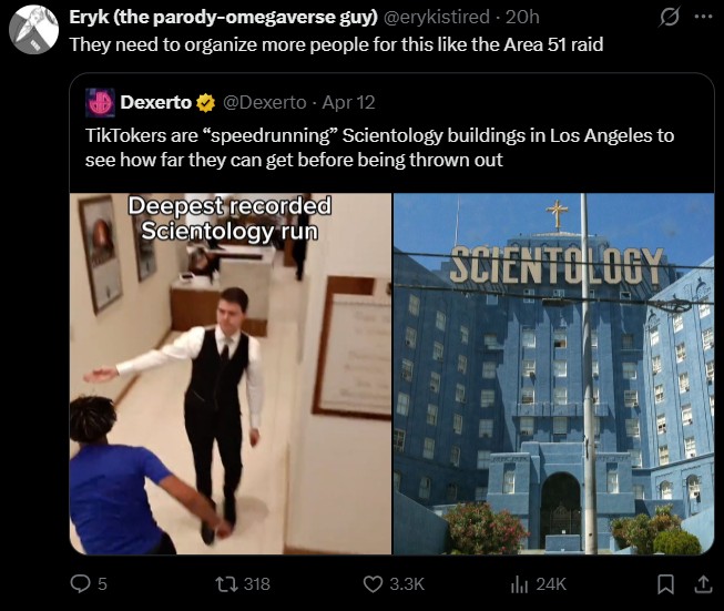 They need to organize more people for this like the Area 51 raid ...